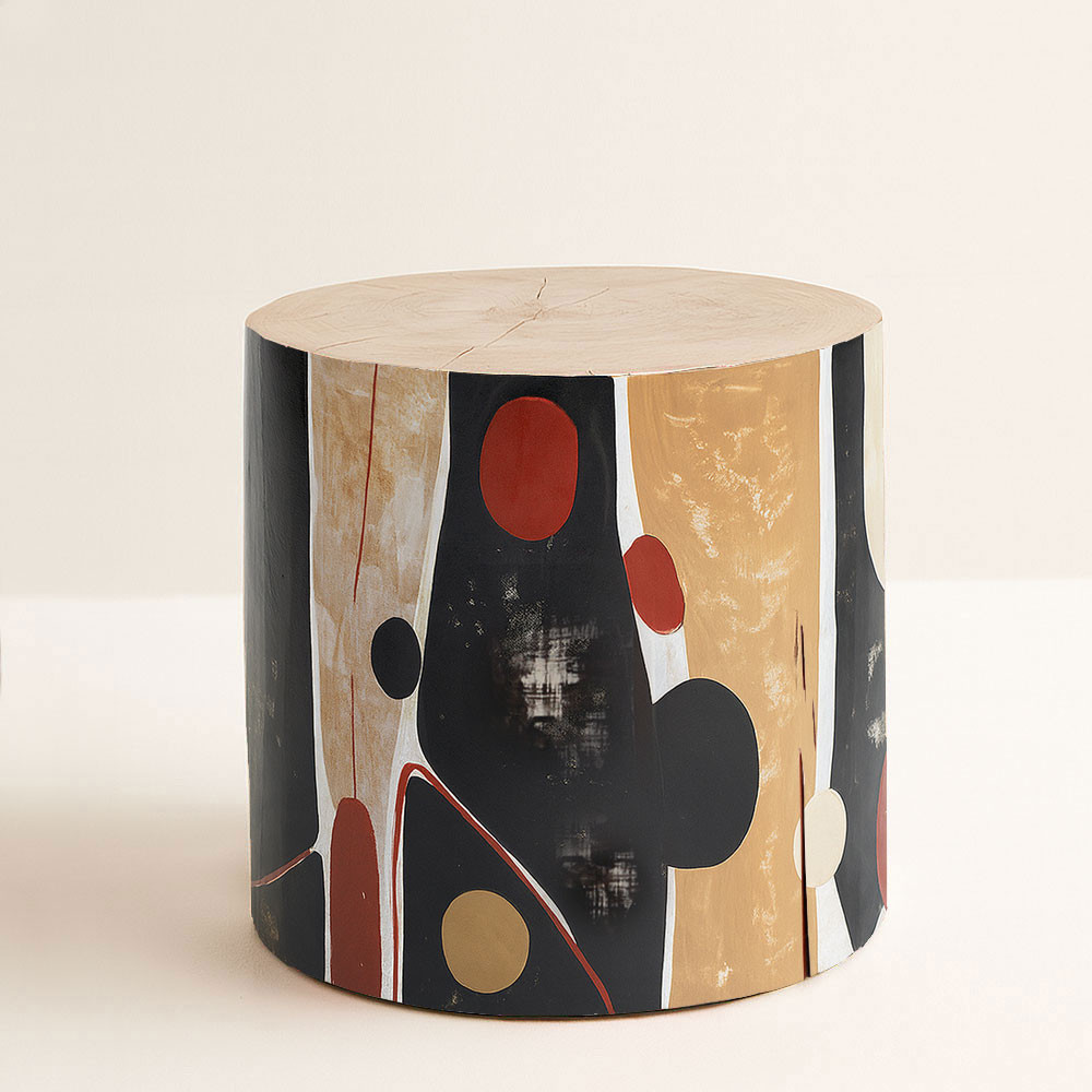 Alexandre Hand Painted Log Table - Contemporary Art Table