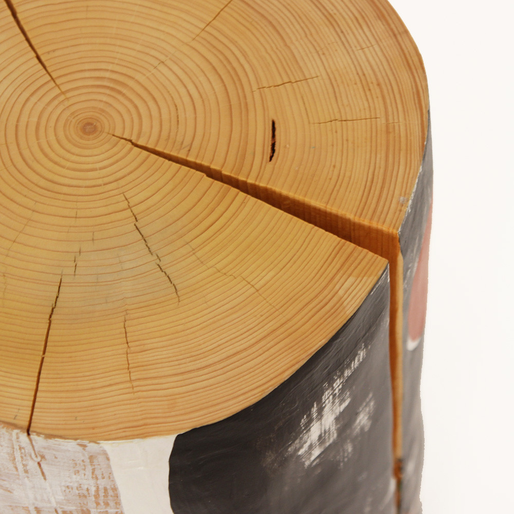 Alexandre Hand Painted Log Table - Artisan Solid Wood with Bold Design