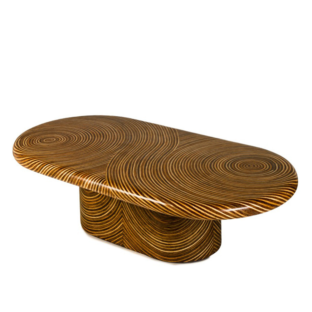 Showtime Oval Cocktail Table - Contemporary Rattan Inlay Coffee Table ...
