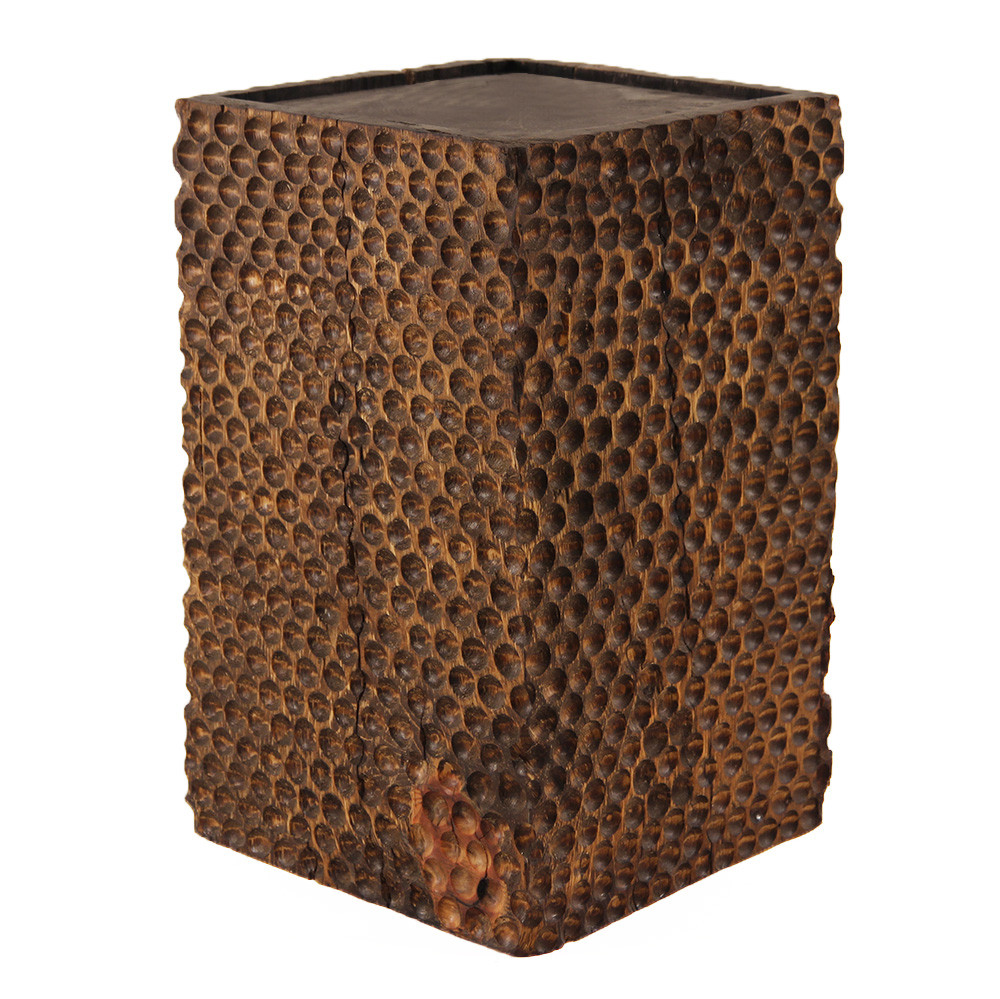 Textured Wood Cube Side Table | Pfeifer Studio
