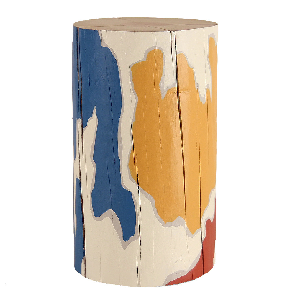 Gota Hand Painted Log Table - Artisan Solid Wood with Artistic Design