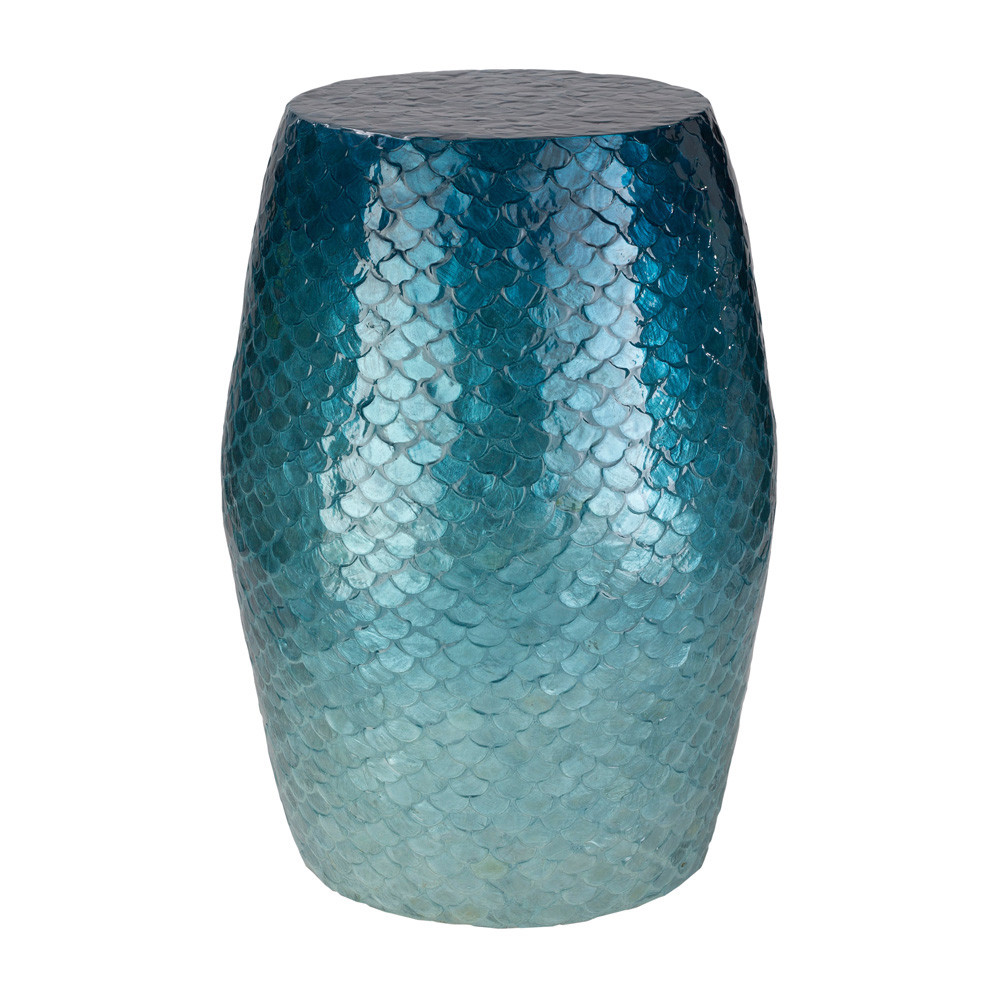 Mermaid Shell End Table - Capiz Shell Inlay Accent Table