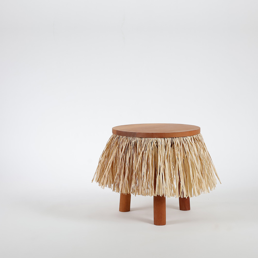 Raffia Skirt Stool Table | Pfeifer Studio