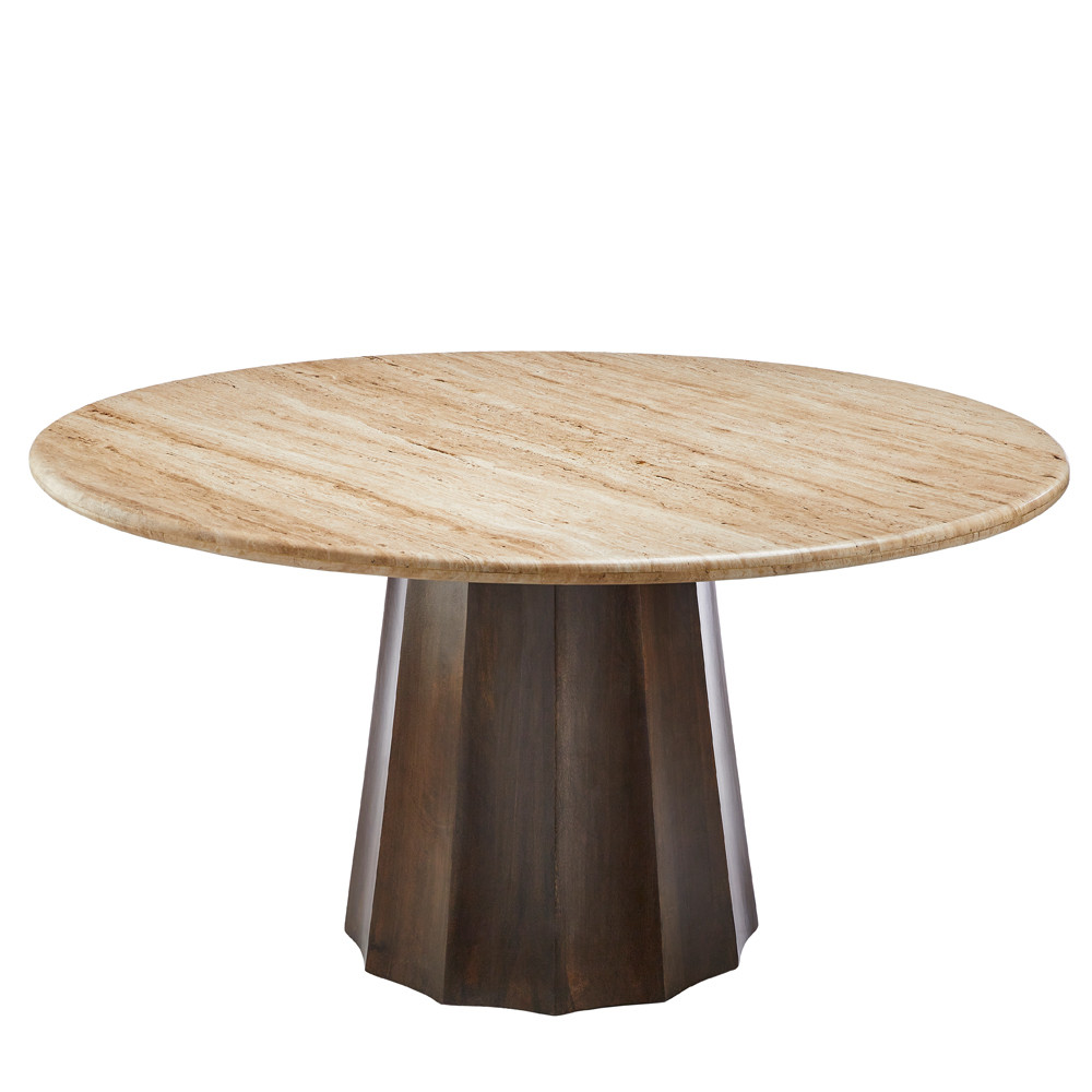 Luna Dining Table - Marble Top with Mango Wood Base