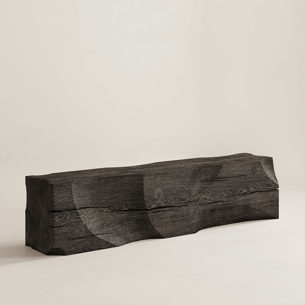 GEO Bench - Handcrafted Ponderosa Pine Bench with Geometric Carvings
