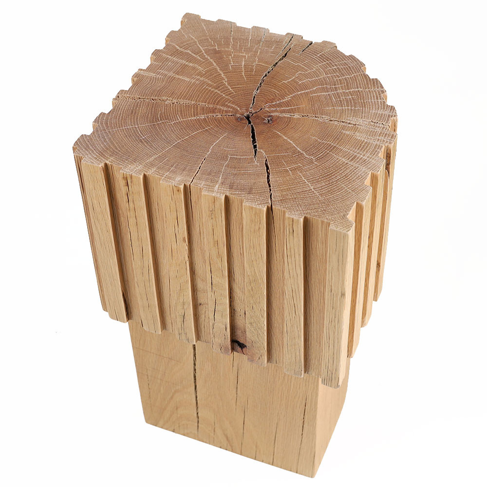 Round Angle Occasional Table - Handcrafted Solid White Oak Side Table