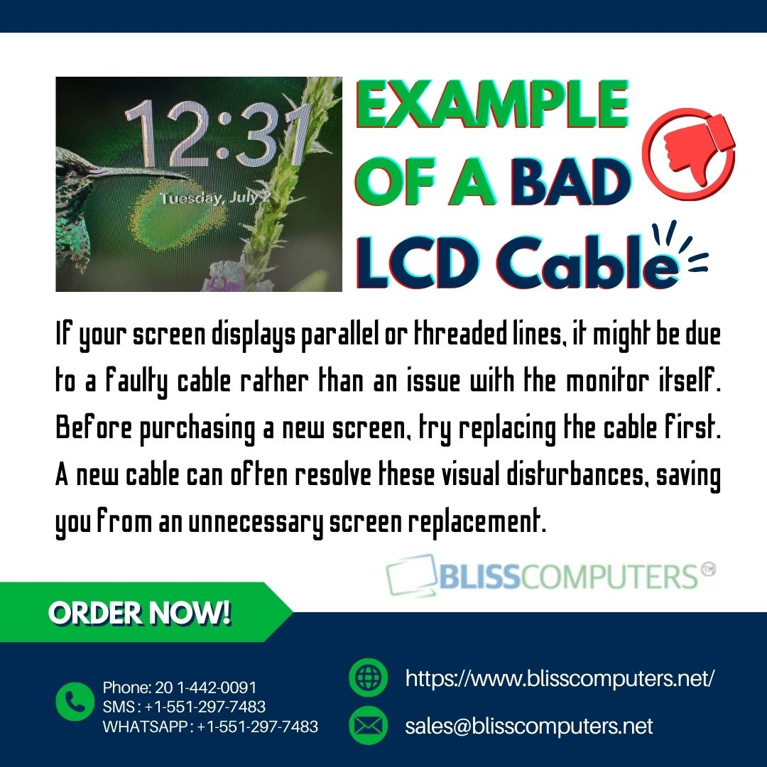 EXAMPLE OF A BAD LCD CABLE (#1530) - Bliss Computers