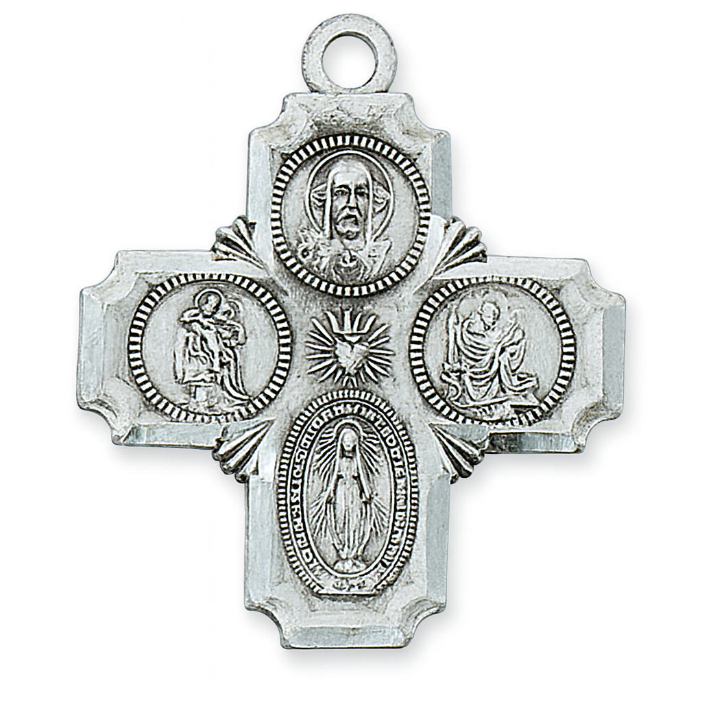 4-Way Square Medal on 20" Chain - St Raphael Bookstore