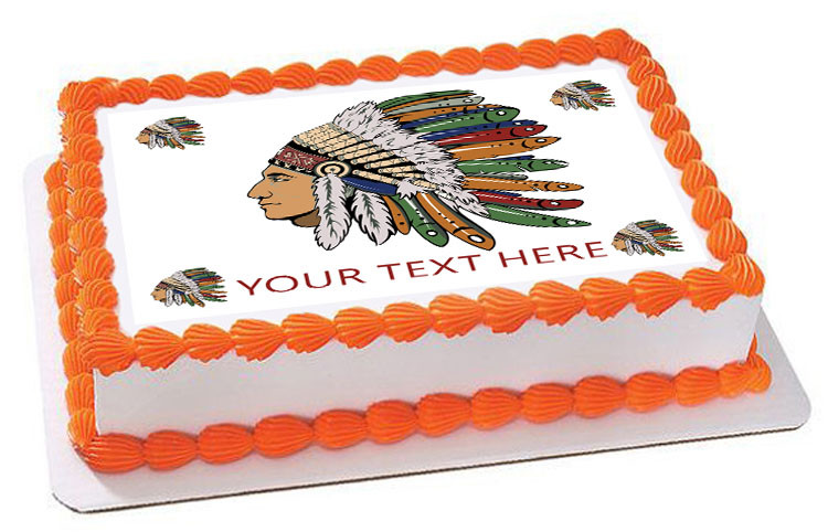 Chief with Indian headdress Edible Birthday Cake Topper