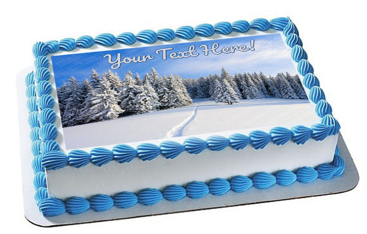 Christmas holidays Winter Landscape, Edible Cake Topper