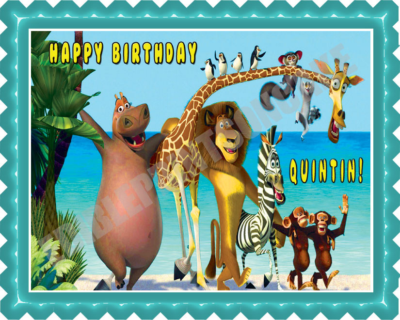 MADAGASCAR Edible Birthday Cake Topper