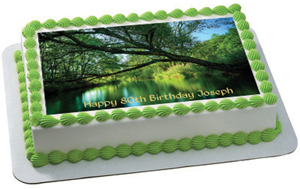 Nature - River Background Edible Birthday Cake Topper