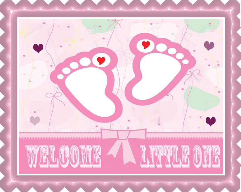 Pink Baby Feet Foot Edible Birthday Cake Topper