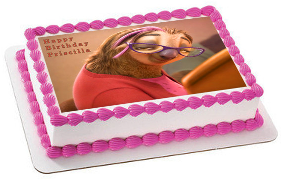 Zootopia 4 Priscilla Sloth Edible Birthday Cake Topper