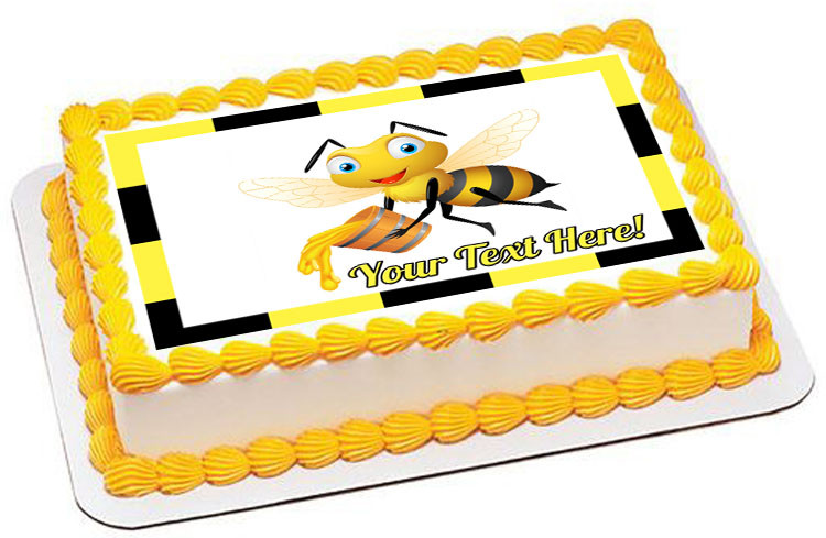Bee Holding Honey Bucket Edible Birthday Cake Topper