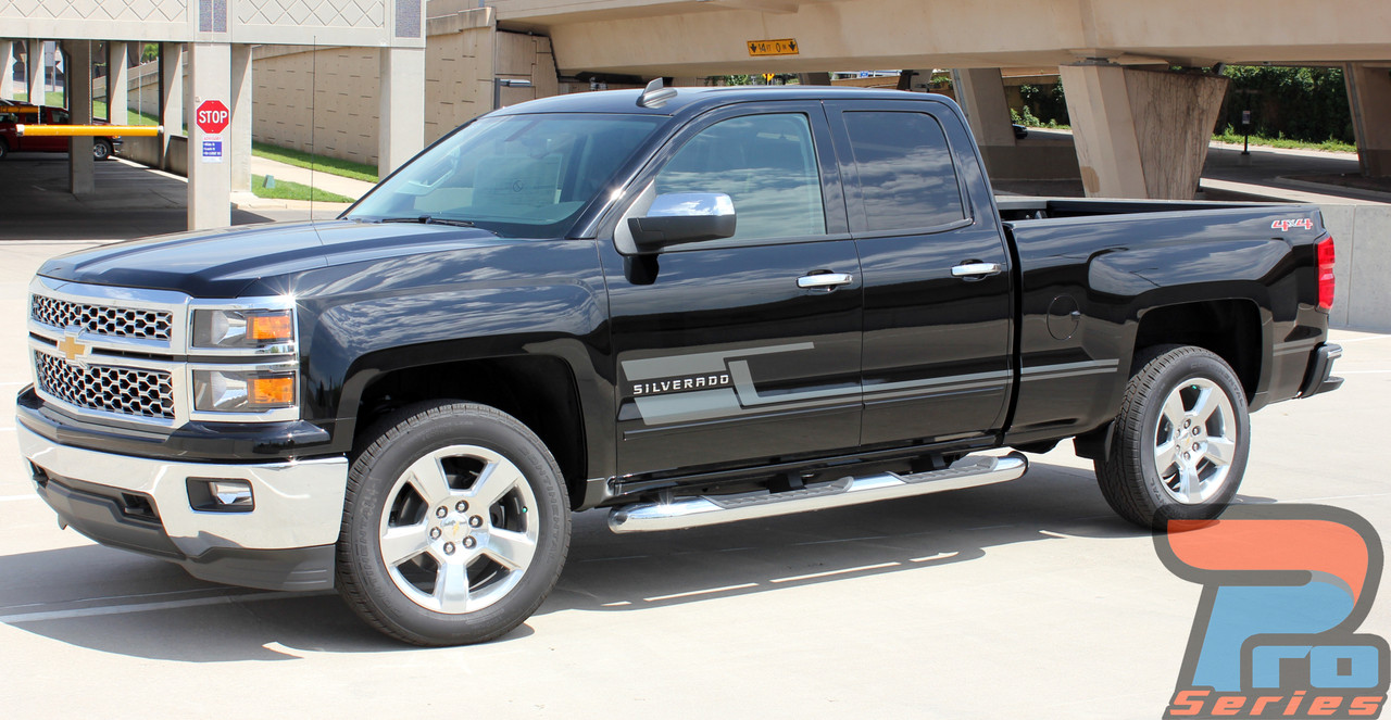 Chevy Silverado Side Matte Black Stripes 3M SHADOW 2013-2018