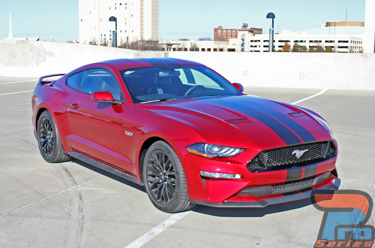 Red Mustang Black Stripes