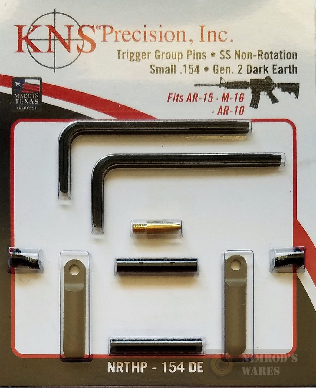 KNS Precision Gen2 TAN Non-Rotation .154" Pins NRTHP-154DE - Nimrod's Wares