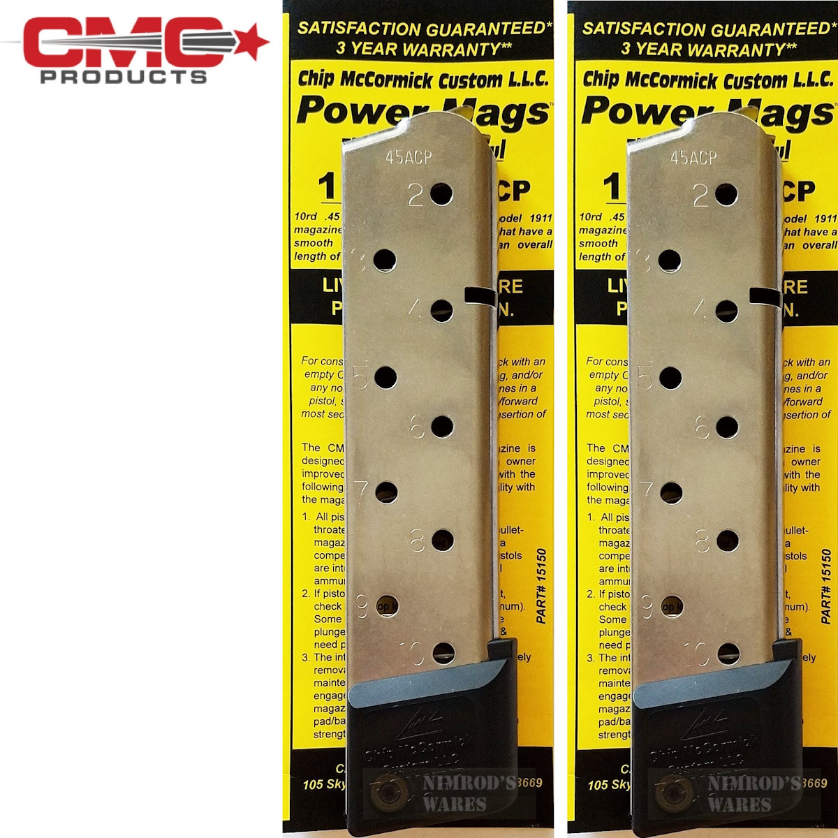 2-PACK CHIP MCCORMICK 15150 Power Magazine 1911 10RD 45 ACP - Nimrod's ...