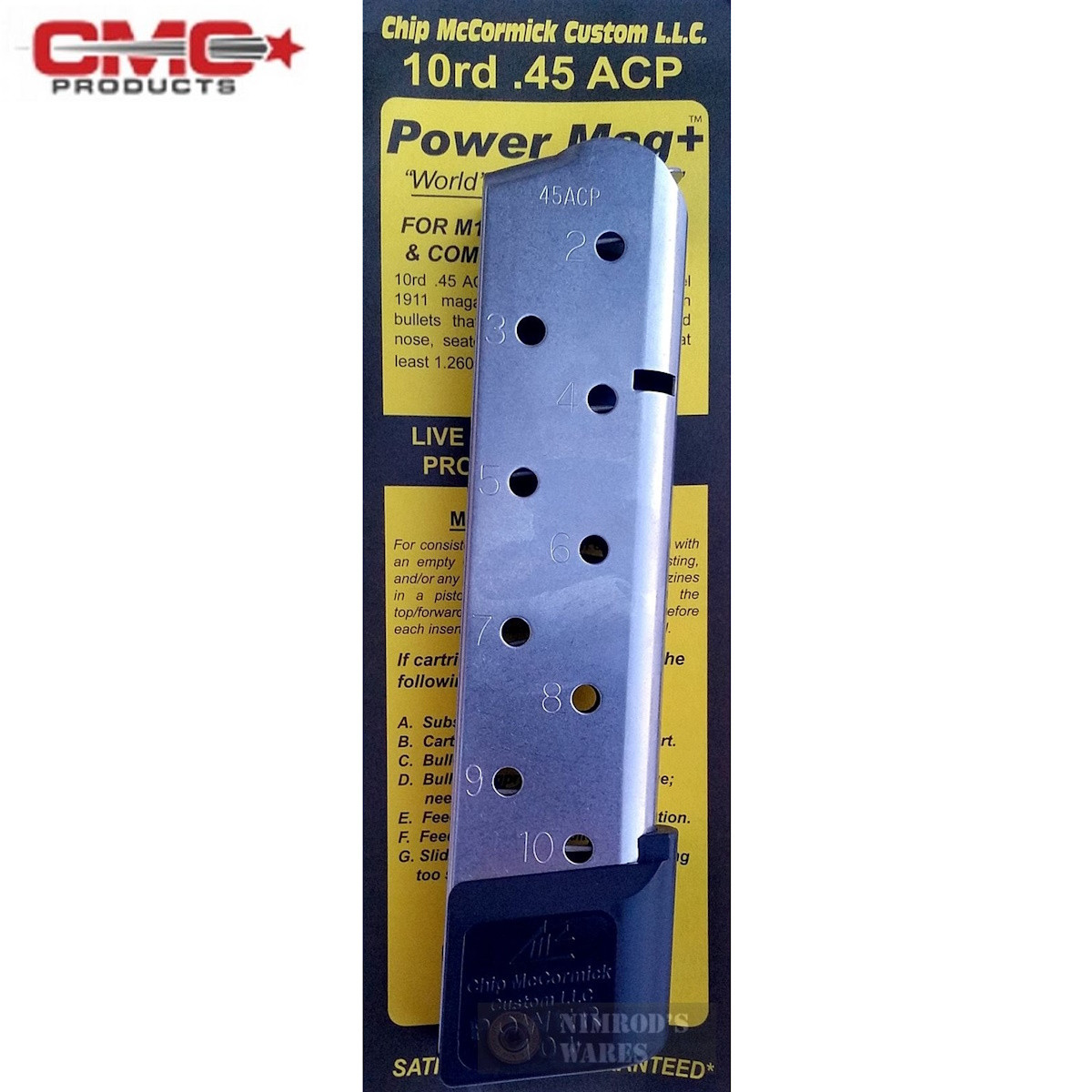 Chip McCormick 12150 Power Mag PLUS 1911 45 ACP 10rd Magazine - Nimrod ...