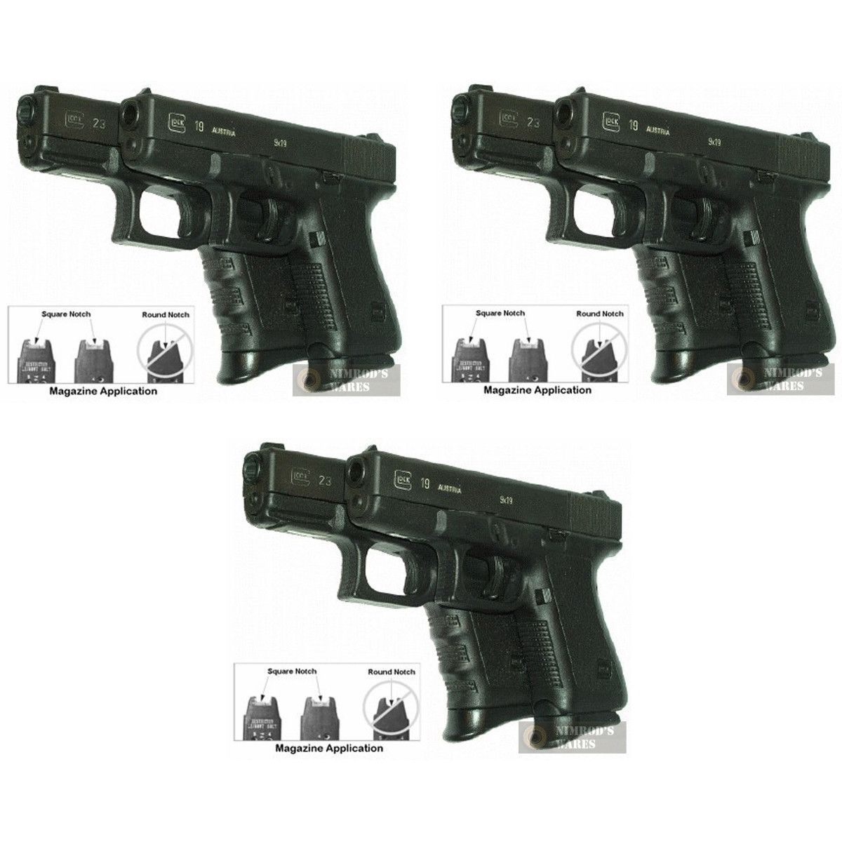Pearce Grip PG-19 3-PACK GLOCK Mid/Full-Size Contoured Grip Extension ...