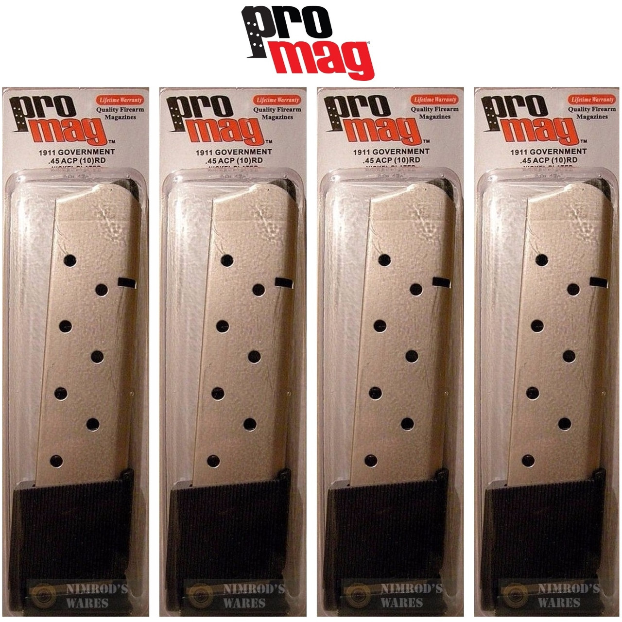 4-PACK ProMag COL04N Colt GOV'T 1911 45ACP 10Rd Nickel Magazine ...
