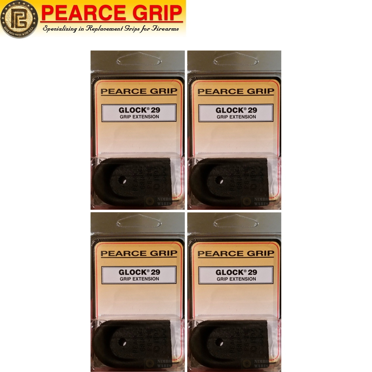 4-PACK Pearce Grip PG-29 GLOCK Model 29/30 Grip Extension - Nimrod's Wares