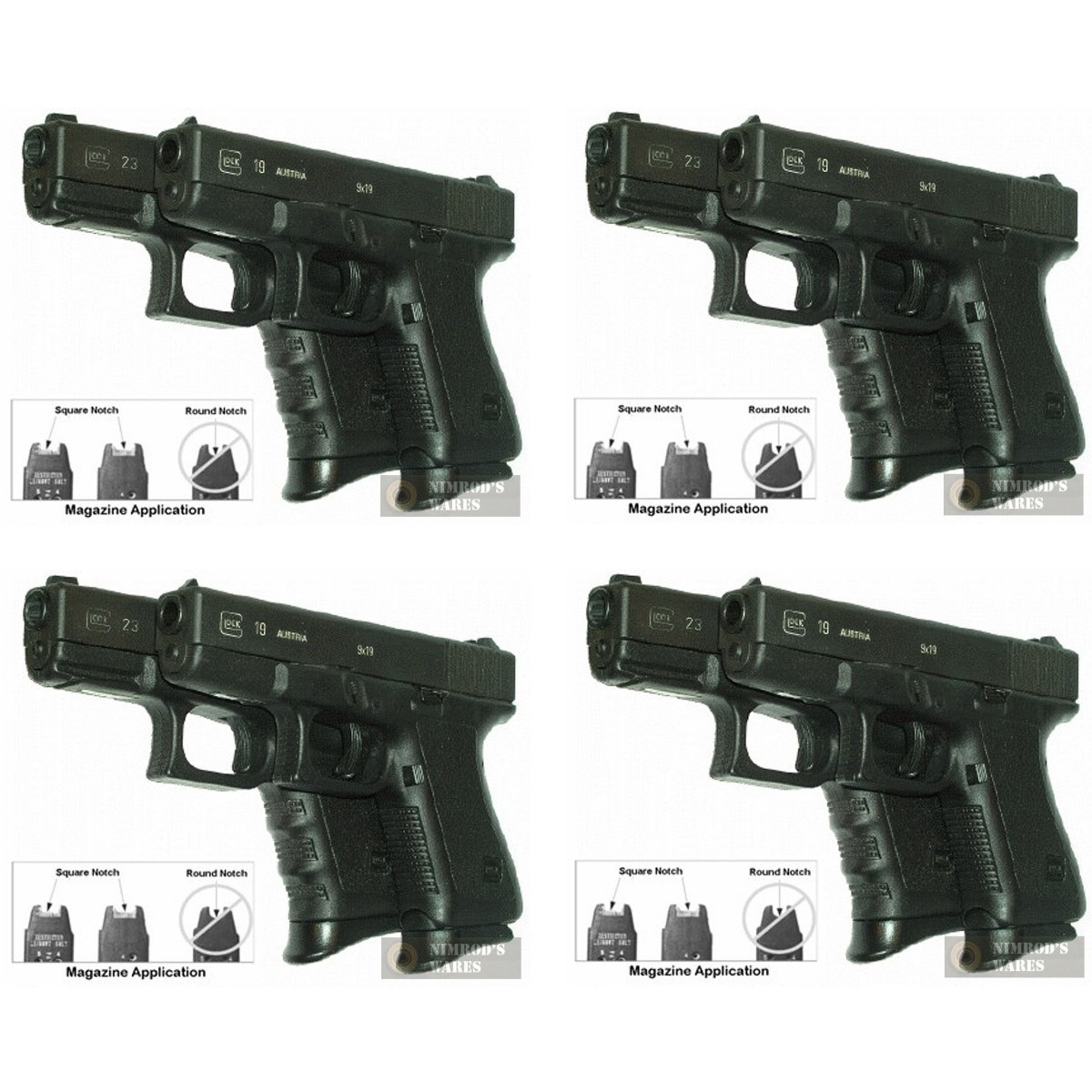 Pearce Grip PG-19 4-PACK GLOCK Mid/Full-Size Contoured Grip Extensions ...
