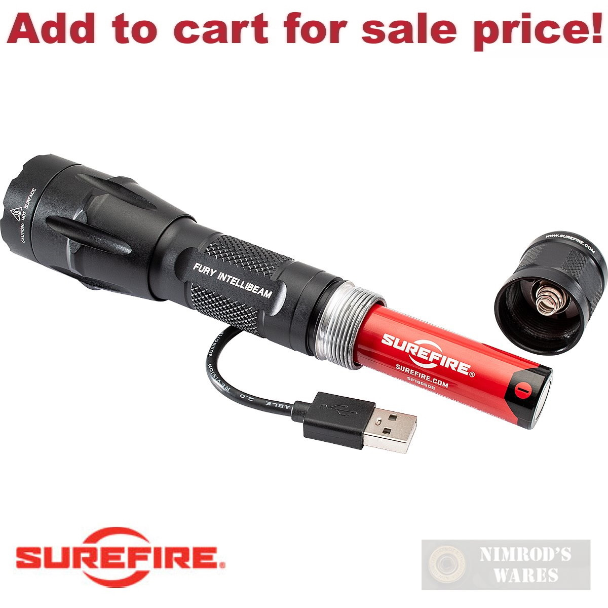 SureFire FURY INTELLIBEAM FLASHLIGHT Dual-Fuel 15-1500 Lumens FURY-IB ...