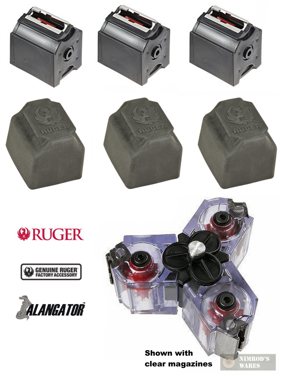 Ruger 10/22 BX-1 .22LR 10 Round MAGAZINES + DUST COVERS 3-Pk ...