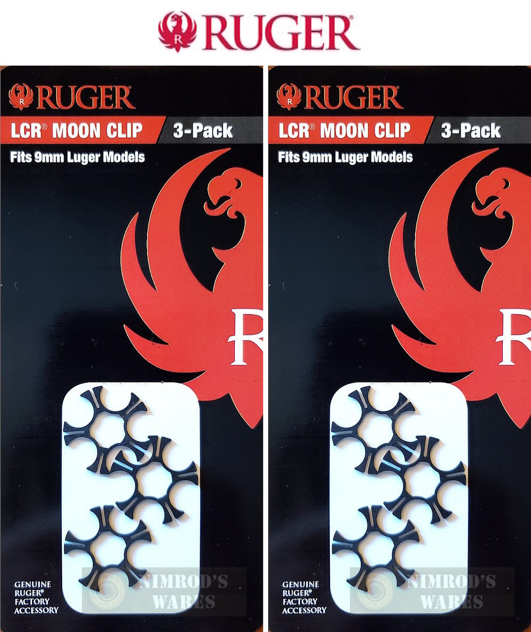 Ruger LCR MOON CLIPS 6-pk 9mm 5 Rounds Black 90460 - NimrodsWares.com