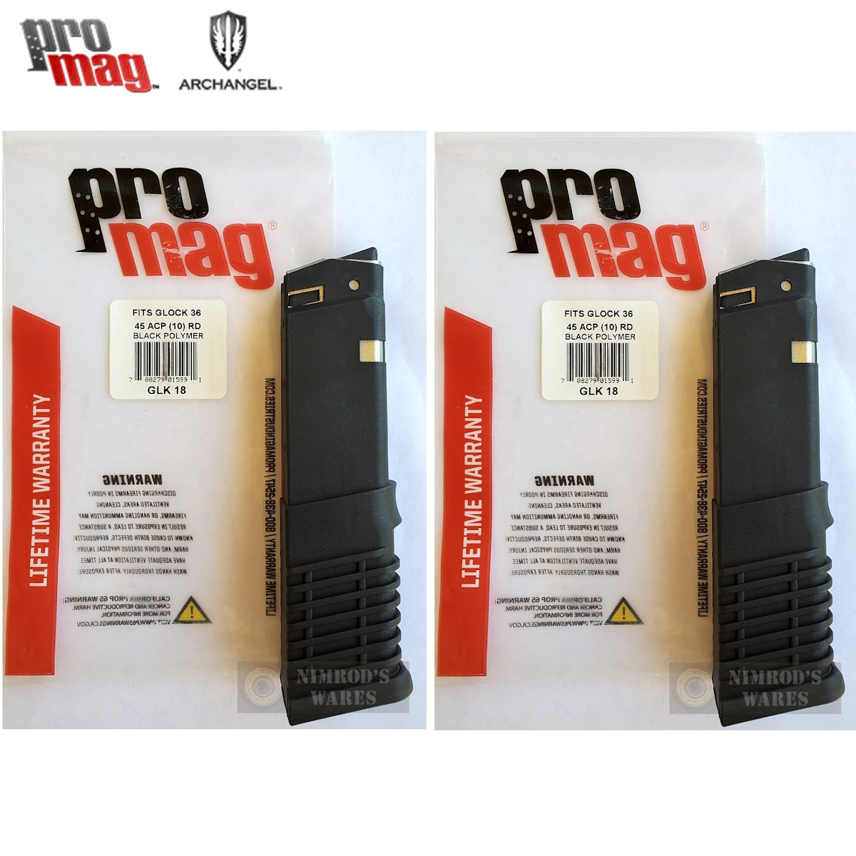 ProMag GLOCK 36 G36 .45ACP 10 Round MAGAZINE 2-PACK GLK18 ...