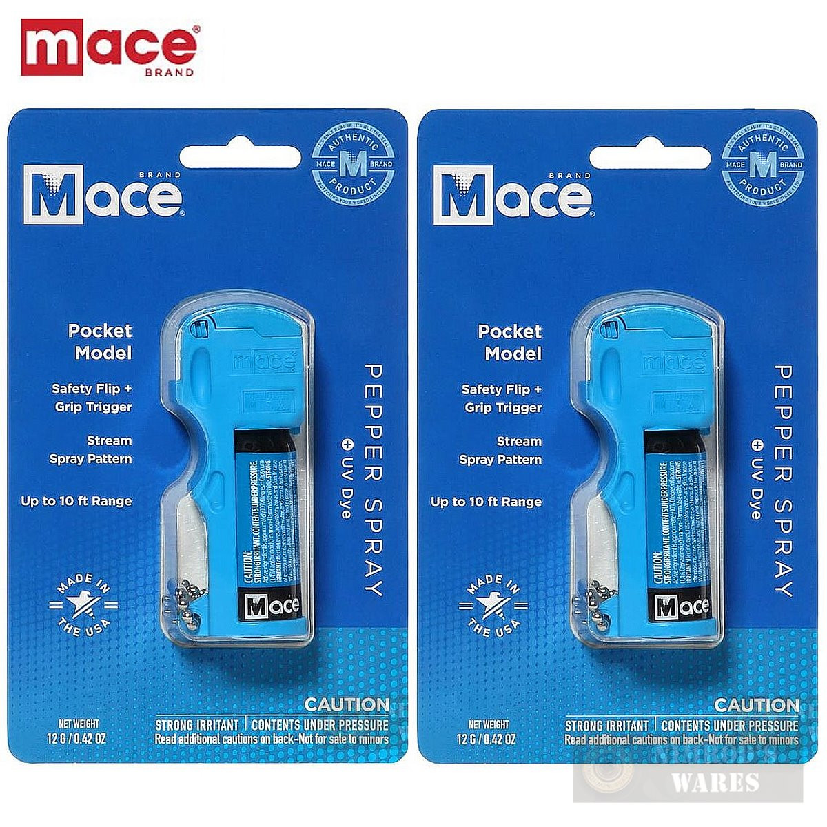MACE Pocket PEPPER SPRAY 2-PACK 10ft Range Self-Defense NEON BLUE 80746 ...