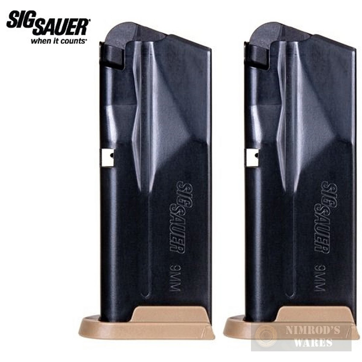 Sig Sauer P365 9mm 10 Round MAGAZINE 2-PACK Flush Fit MAG-365-9-10-COY ...