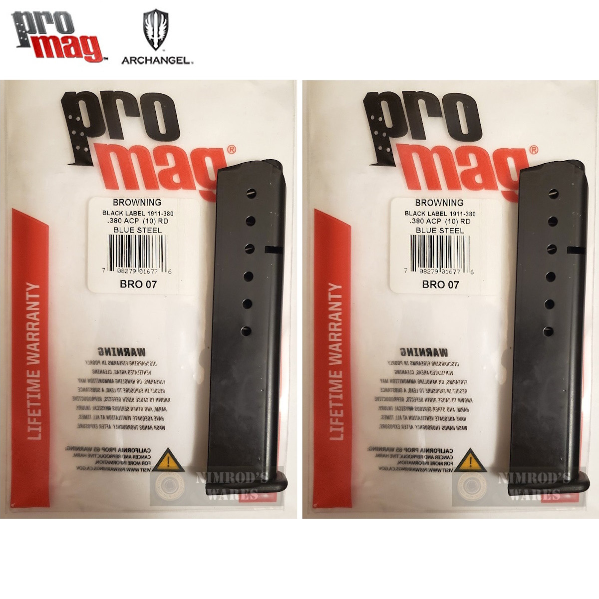 ProMag BROWNING Black Label 1911-380 .380ACP 10 Round Magazine 2-PACK ...