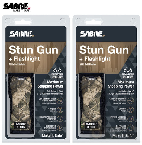 Sabre 2-IN-1 STUN GUN + FLASHLIGHT with HOLSTER 2-PACK Self-Defense ...