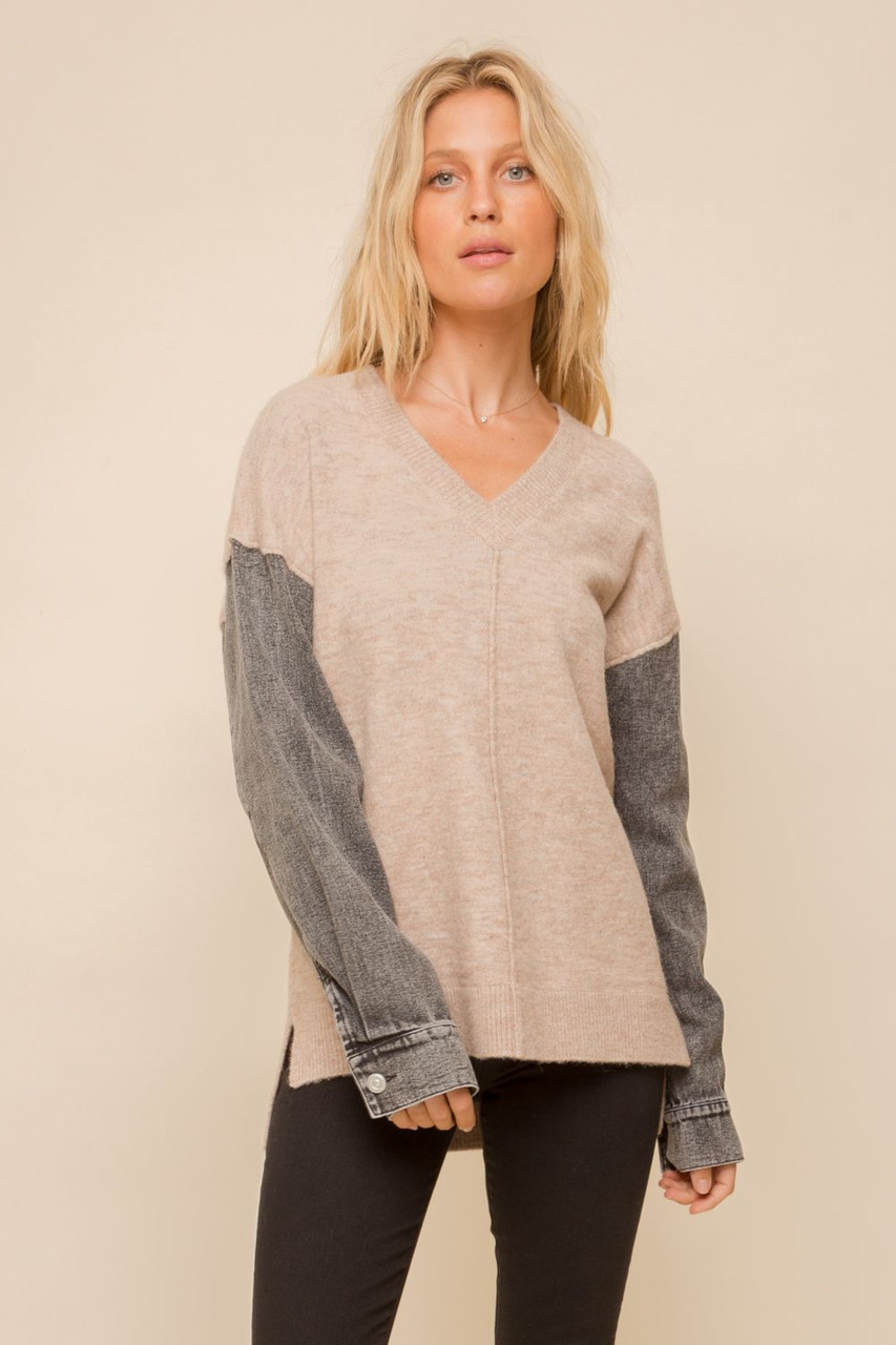 Denim Sleeve Sweater | My Wooden Hanger