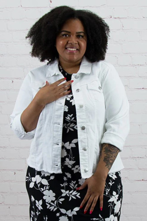 White Denim Jacket w/Frayed Hem - My Wooden Hanger