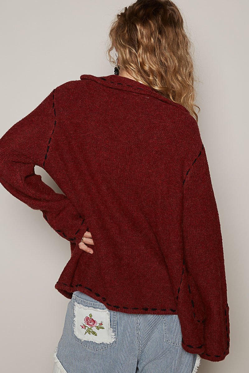 POL Wide Stitch Crop Cardigan | My Wooden Hanger