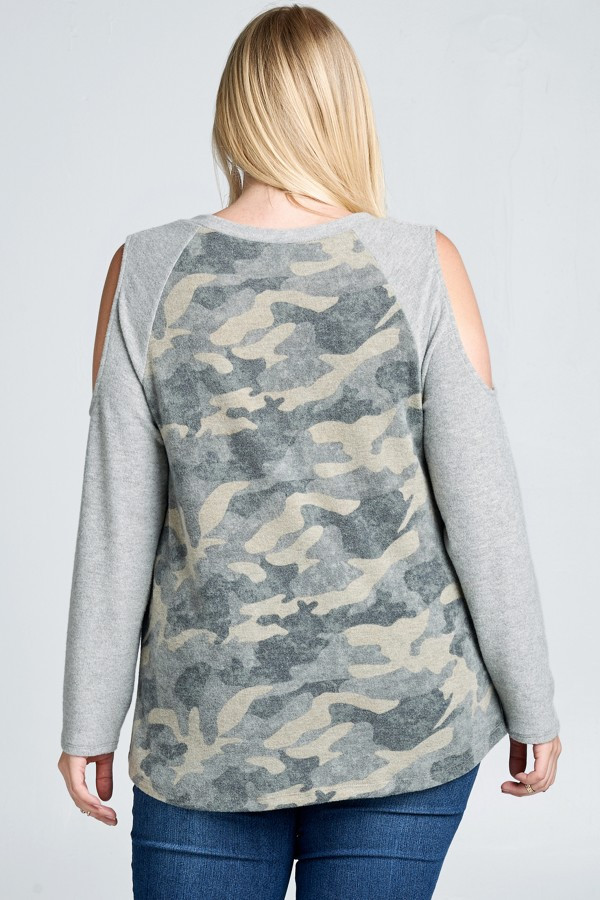 PLUS-SIZE Camo Long Sleeve Top | My Wooden Hanger