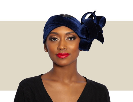 VELVET RIBBON WRAP HEADBAND - Navy - Gold Coast Couture