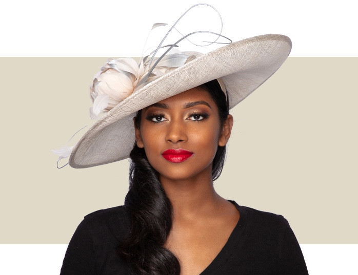 AMARA FASCINATOR HAT - Champagne and Silver Lurex - Gold Coast Couture