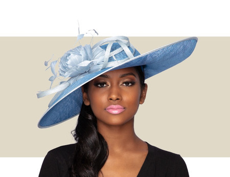 SOFIA FASCINATOR HAT - Cornflower and Light Blue - Gold Coast Couture