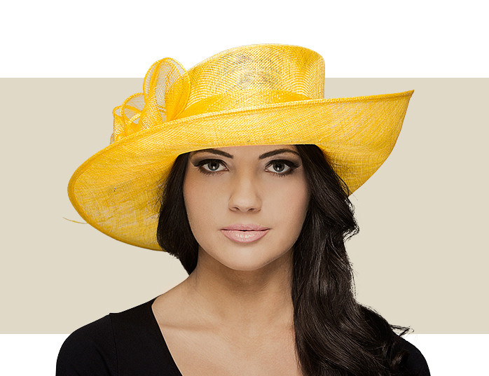 Cole Yellow Fascinator Hat with Sinamay Flower Detail