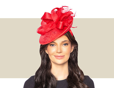 AMALIA FASCINATOR HAT - Red - Gold Coast Couture