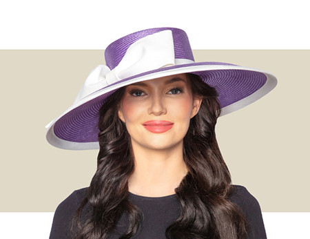 CAMERON WOMENS HAT - Lavender and White - Gold Coast Couture
