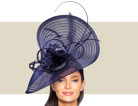 LUNA FASCINATOR HAT - Navy Blue - Gold Coast Couture