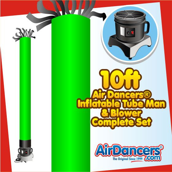 Green Tube Air Dancers® Inflatable Tube Man & Blower 10ft Set