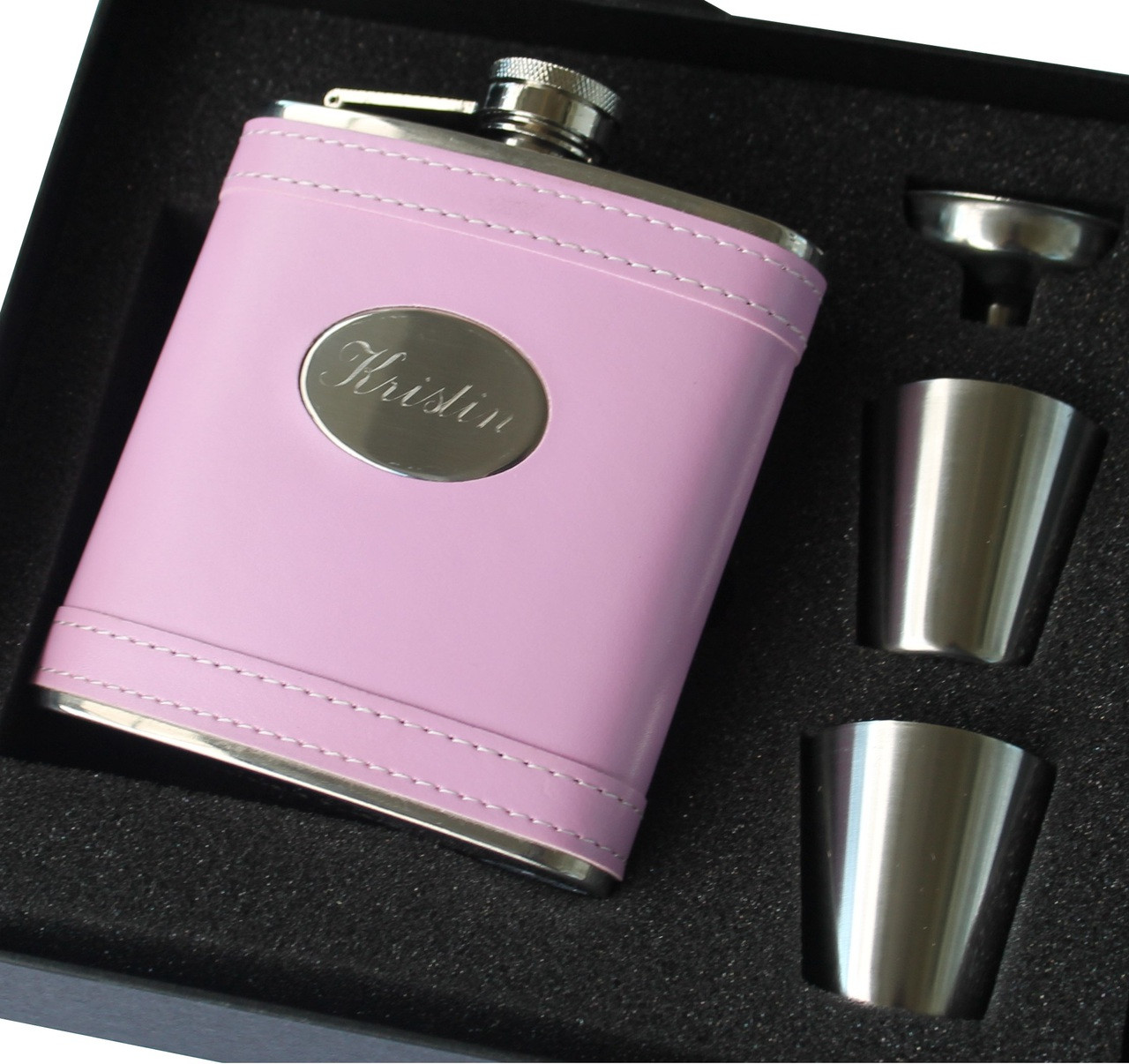 This personalized pink leather flask makes the perfect gift for that ...