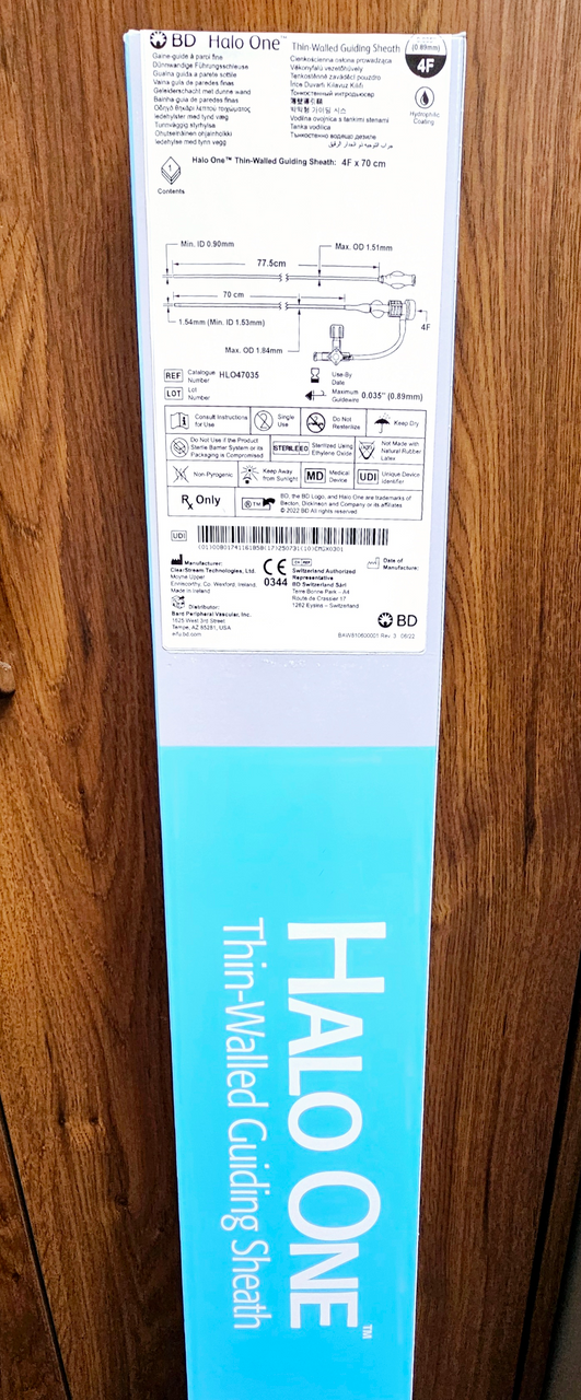 Bard HLO47035 Halo One™ Thin-Walled Guiding Sheath 4Fr x 70cm, 0.035 ...